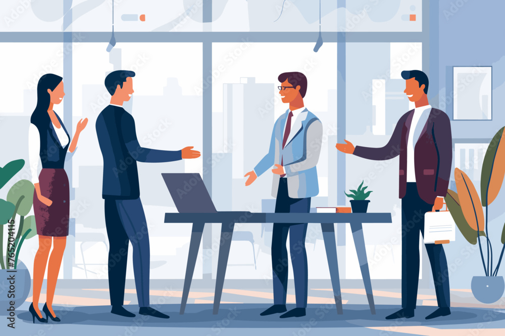 Onboarding new employee, warm welcome to new office, introduce new hire ...