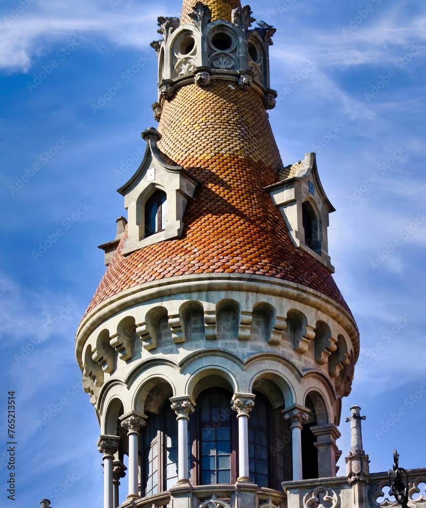 Extraordinary architectural element of one of the buildings and ...