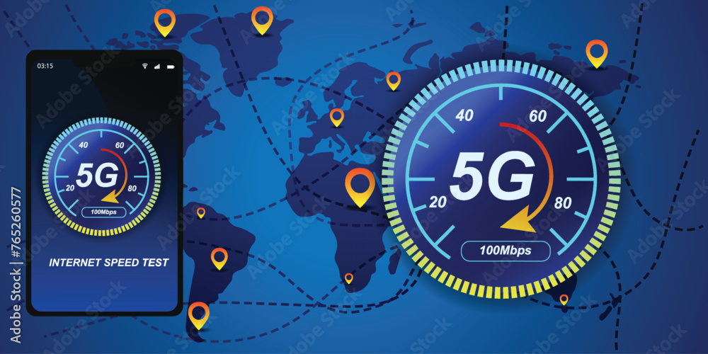 Vector illustration of internet speed test 5g suitable for visualizing ...