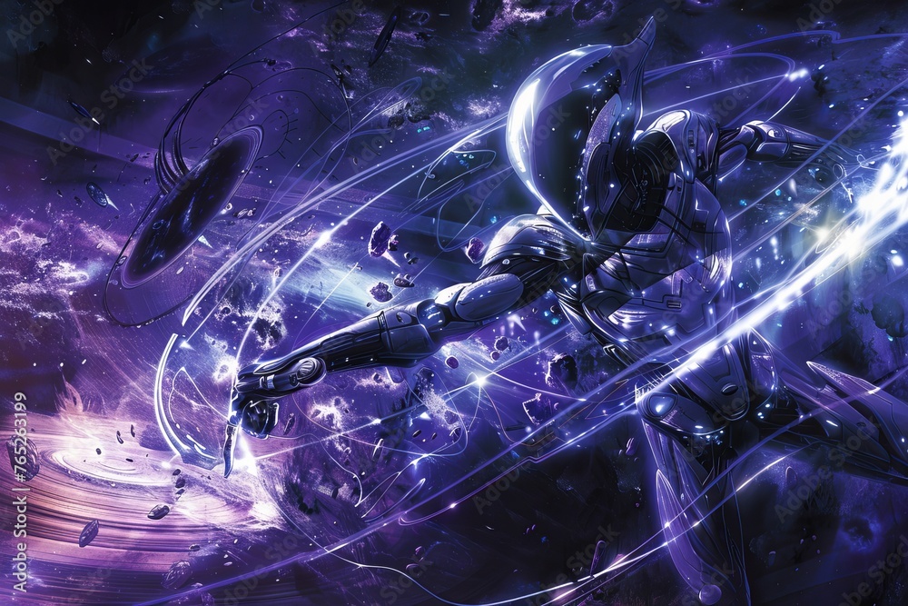 An intriguing painting depicting an extraterrestrial in a far-off ...