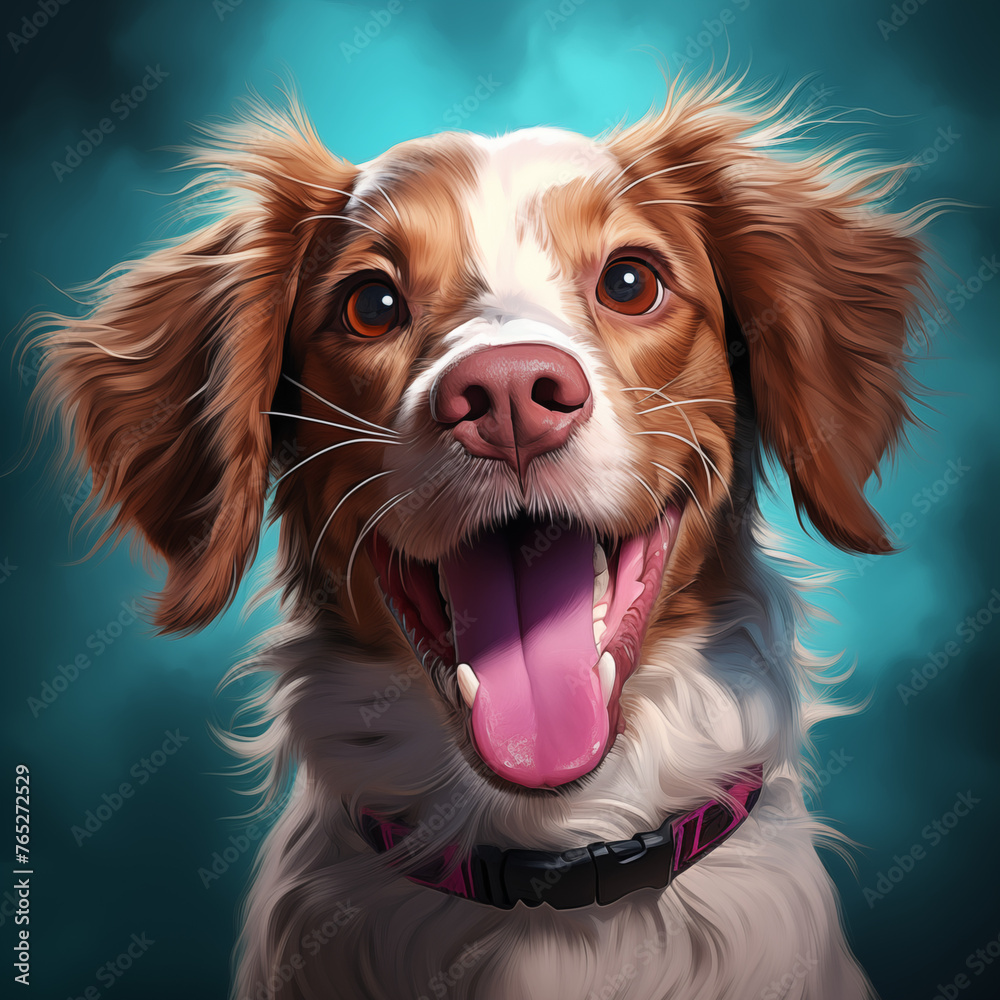 Joyous dog with a tongue-out smile, portraying the bliss of animal ...