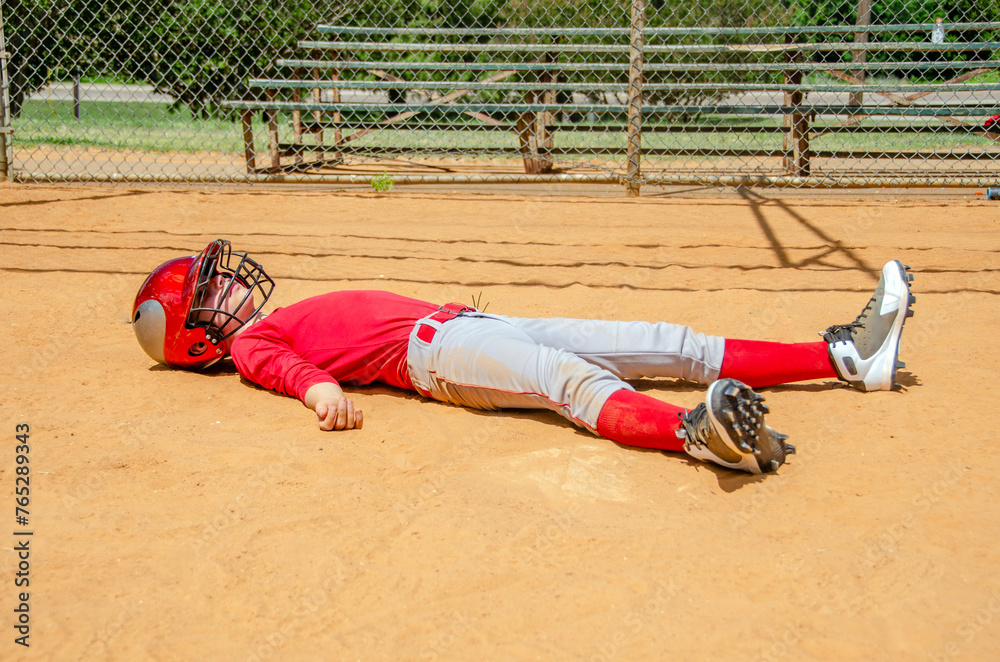 Youth preteen boy baseball player knocked unconscious on baseball field ...