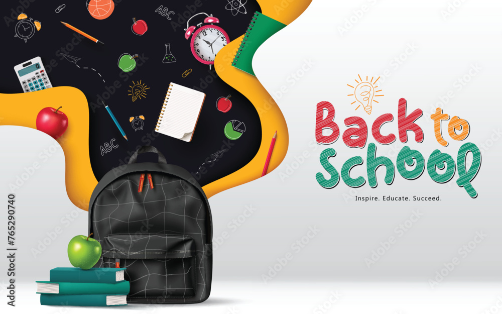 Back to school vector template design. School back greeting text with ...
