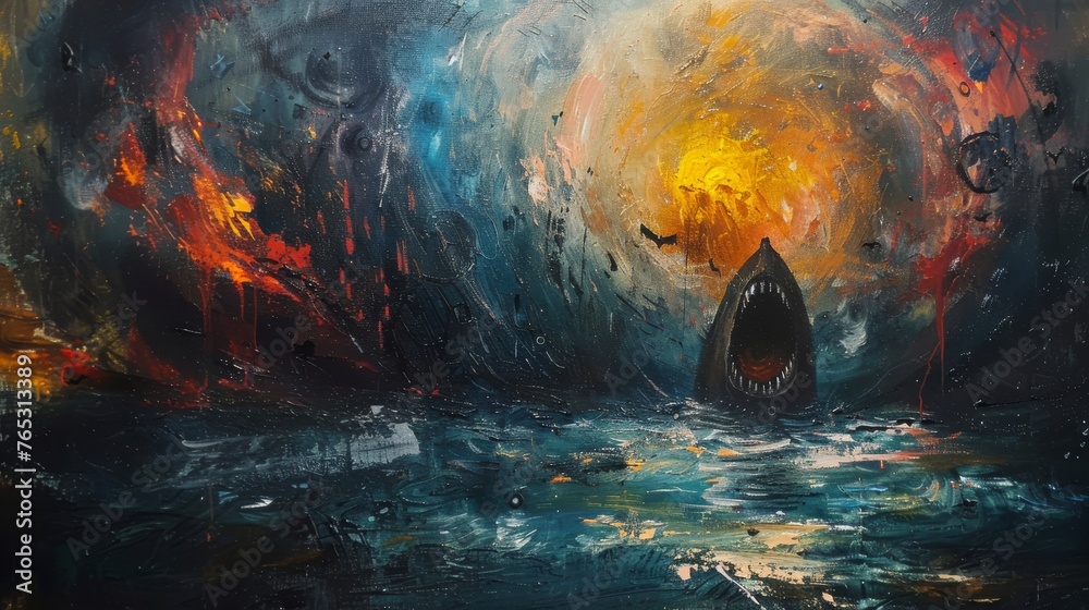 Expressive horror acrylic painting concept paying homage to the iconic ...