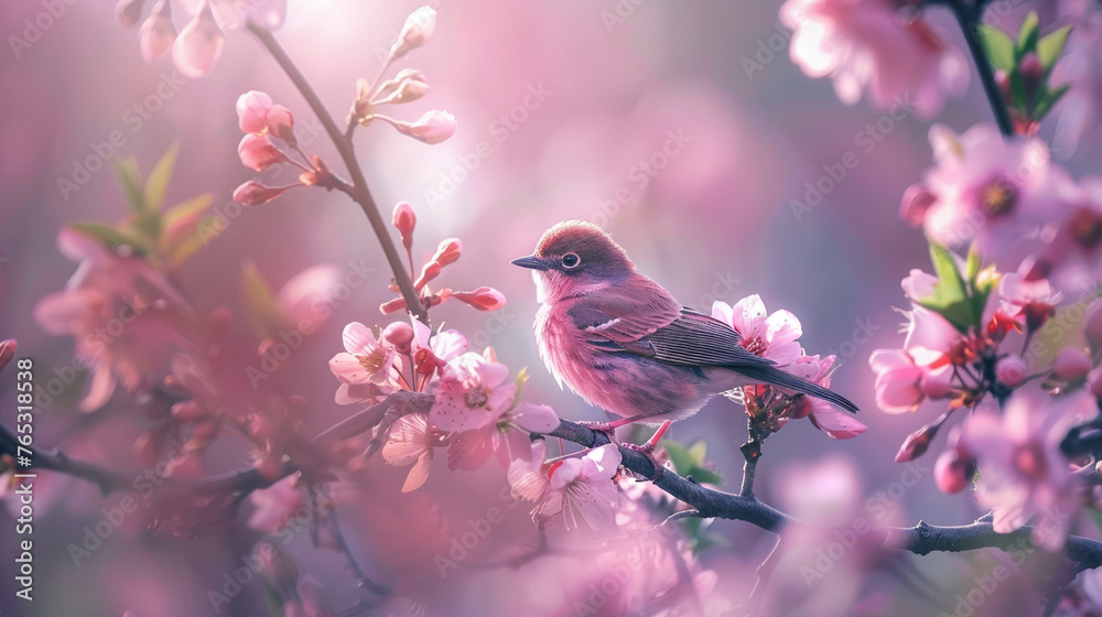 spring wallpaper background, spring background, bird Stock Photo ...
