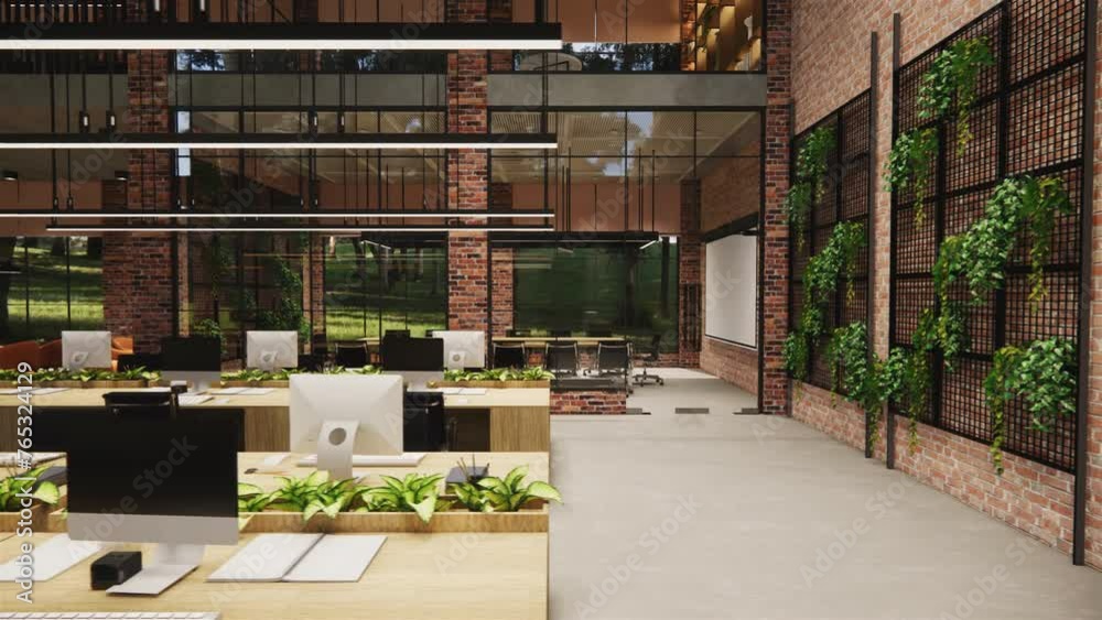 nterior Empty Modern Loft Office open space modern office footage ...