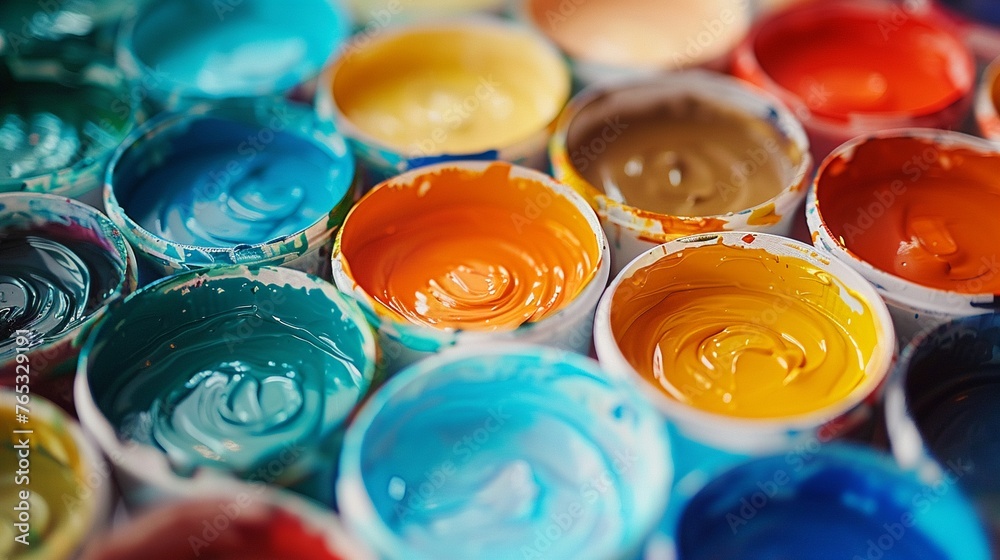 Develop a design featuring a low-angle view of a diverse color palette ...