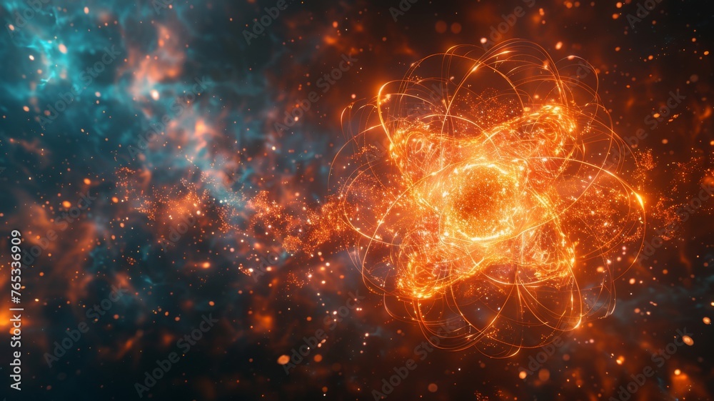 Stellar atomic energy concept - This digital art piece showcases ...