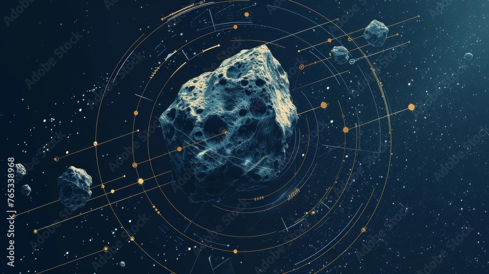 Asteroid Belt in Outer Space Illustration - Detailed illustration showcasing asteroids orbiting ...