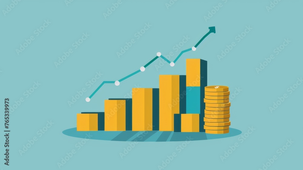 Financial Progress Bars and Coins Illustration - An upbeat illustration ...