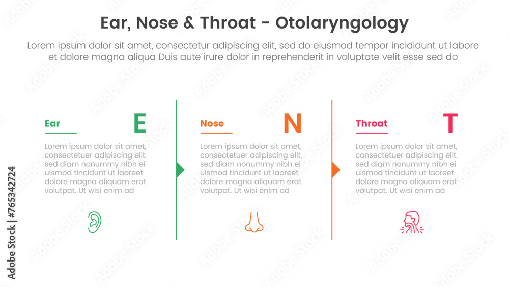 ent health treatment disease infographic 3 point stage template with ...