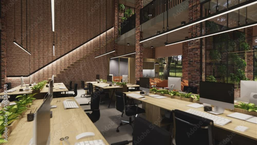 nterior Empty Modern Loft Office open space modern office footage ...