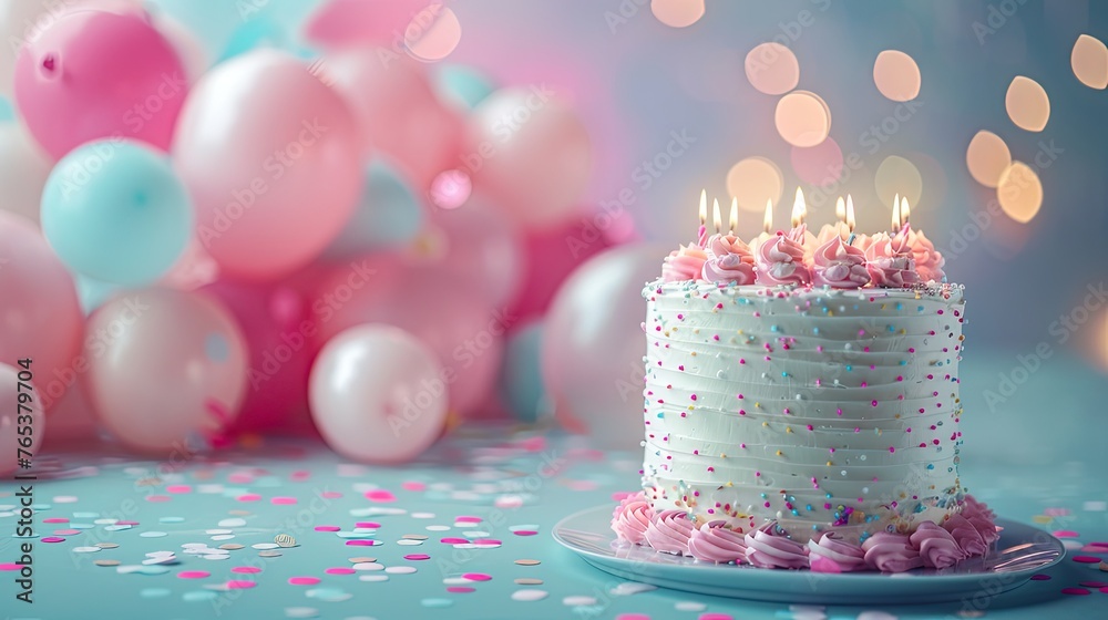 light pastel colored birthday background with a cake and candles on the ...