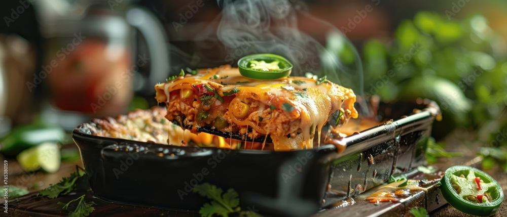 Authentic Mexican Enchilada: Moody Food Photography of Savory Layers in ...