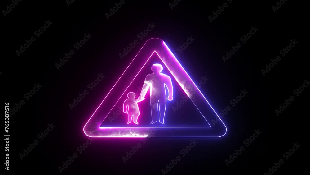 Neon traffic warning signs, prohibitions, and information traffic signs ...