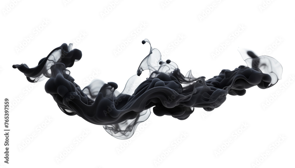 black solid smoke isolated on transparent background cutout Stock ...
