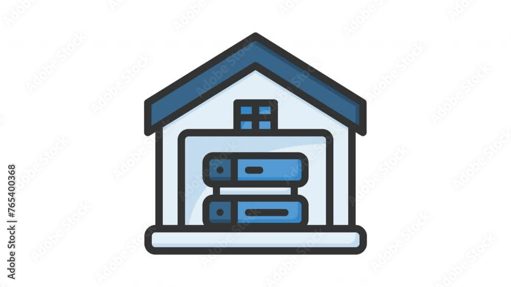 Animated on premise with illustration of a server connected and ...