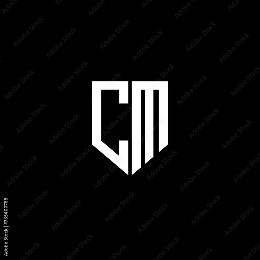 CM letter logo design with black background in illustrator. Vector logo ...