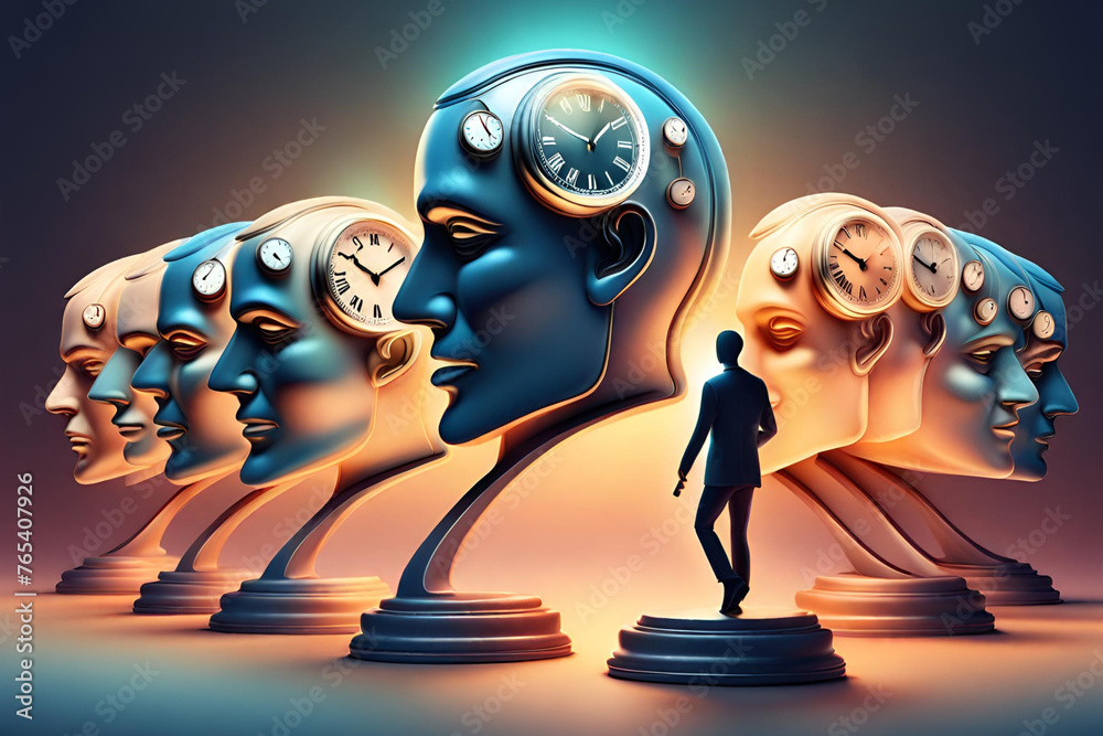 Time to plan and take action business concept as a group of clocks ...