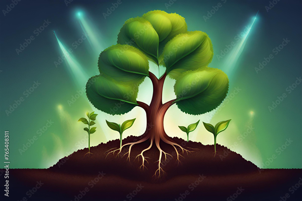 Infographic of planting tree. Seedling gardening plant. Seeds sprout in ...