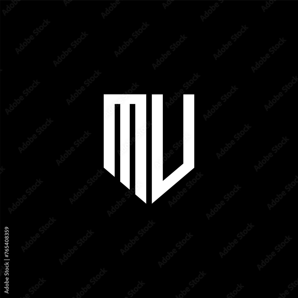MU letter logo design with black background in illustrator. Vector logo ...