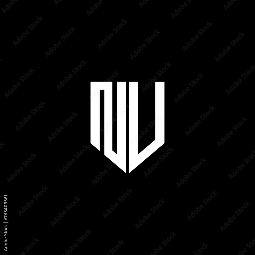 NU letter logo design with black background in illustrator. Vector logo ...
