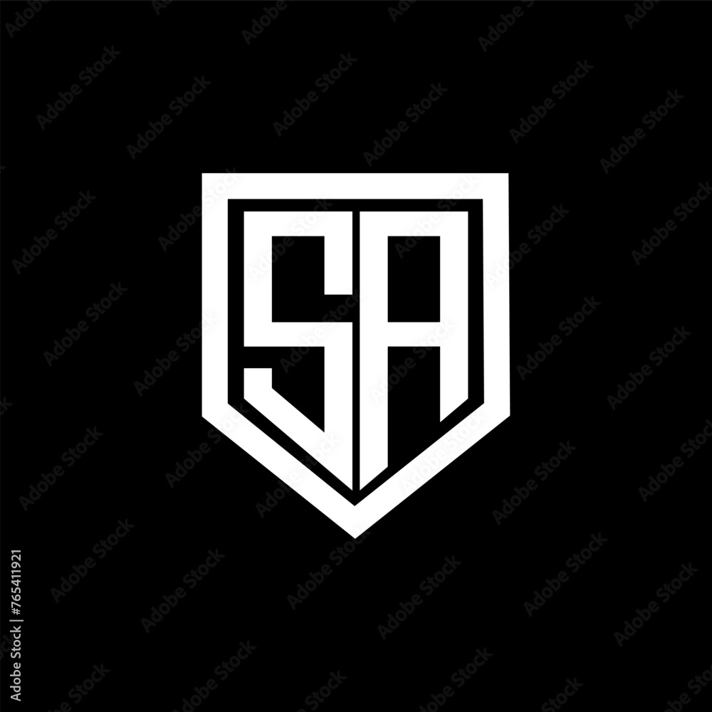 SA letter logo design with black background in illustrator. Vector logo ...