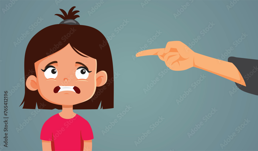 Scolded Daughter Feeling Guilty Looking Suspicious Vector Cartoon ...