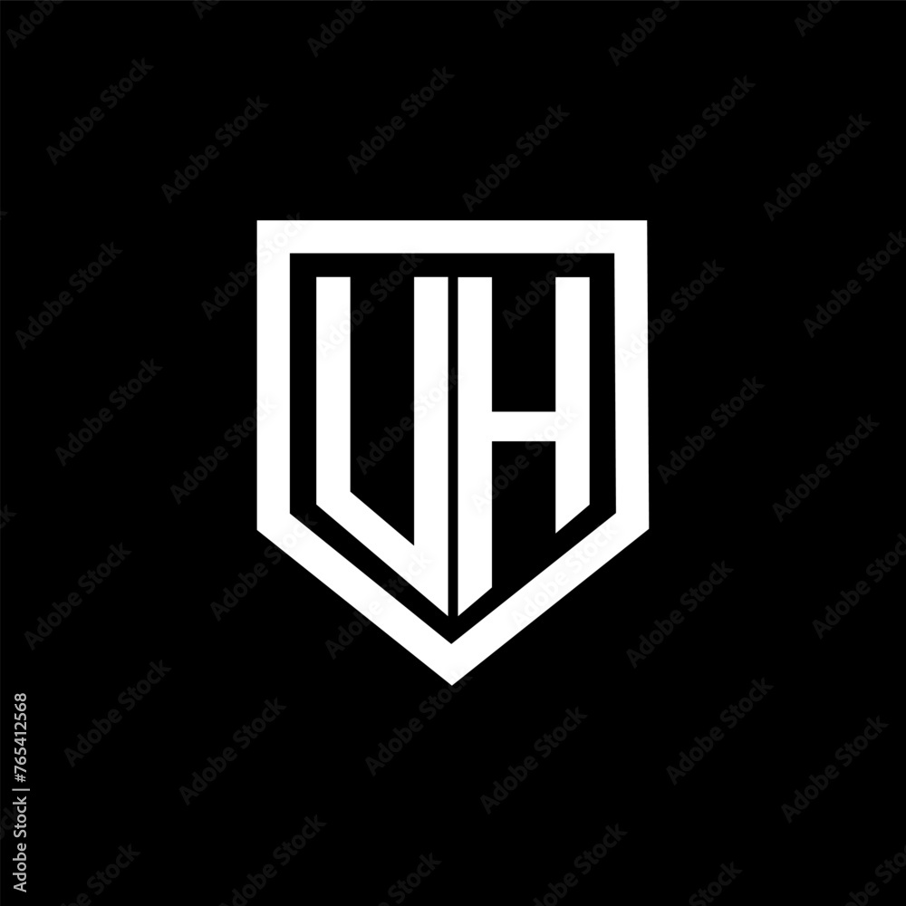 UH letter logo design with black background in illustrator. Vector logo ...