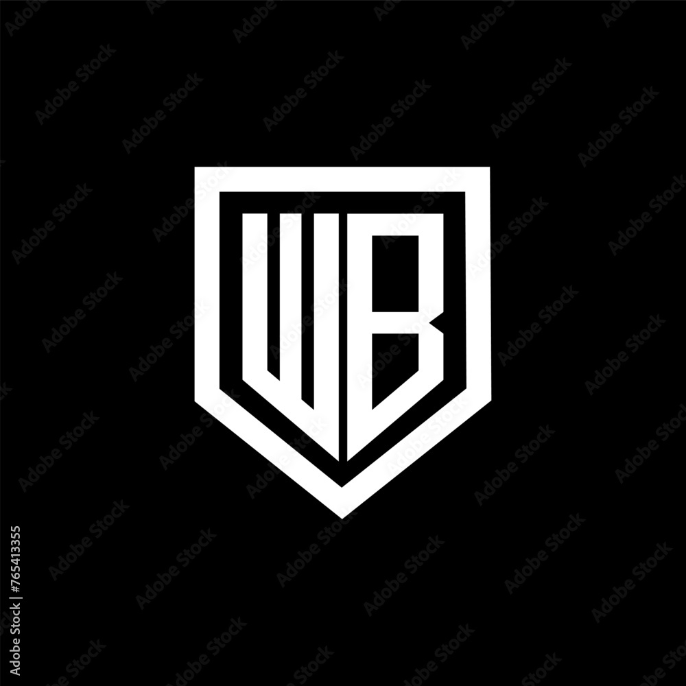 WB letter logo design with black background in illustrator. Vector logo ...