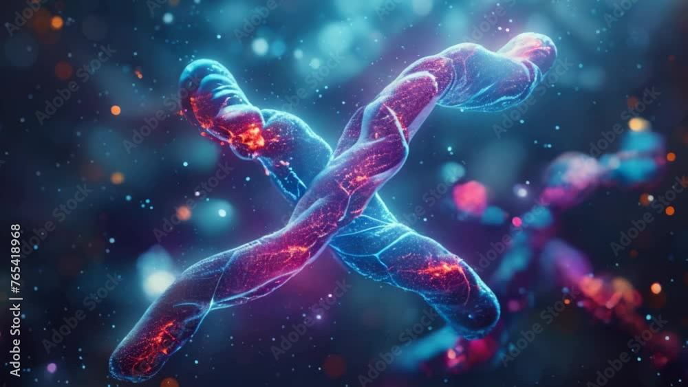 X and Y Chromosome on blue background. Chromosomes with DNA helix ...