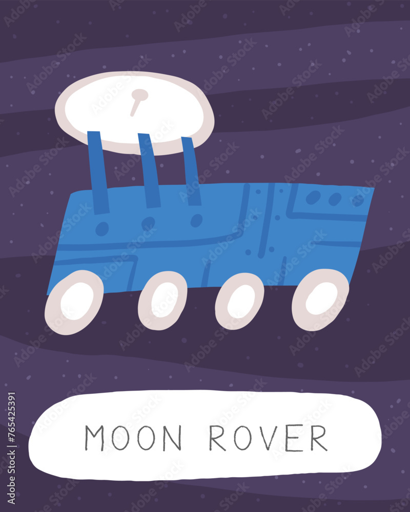 Learn space flashcard. Learning English words for kids. Cute hand drawn ...