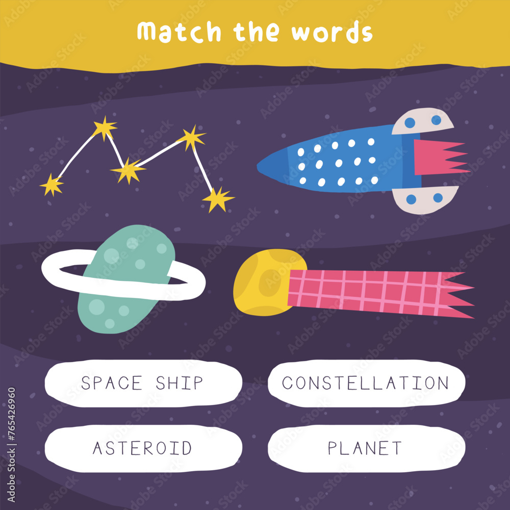 Learn space game for kids. Cute hand drawn doodle funny cosmos ...