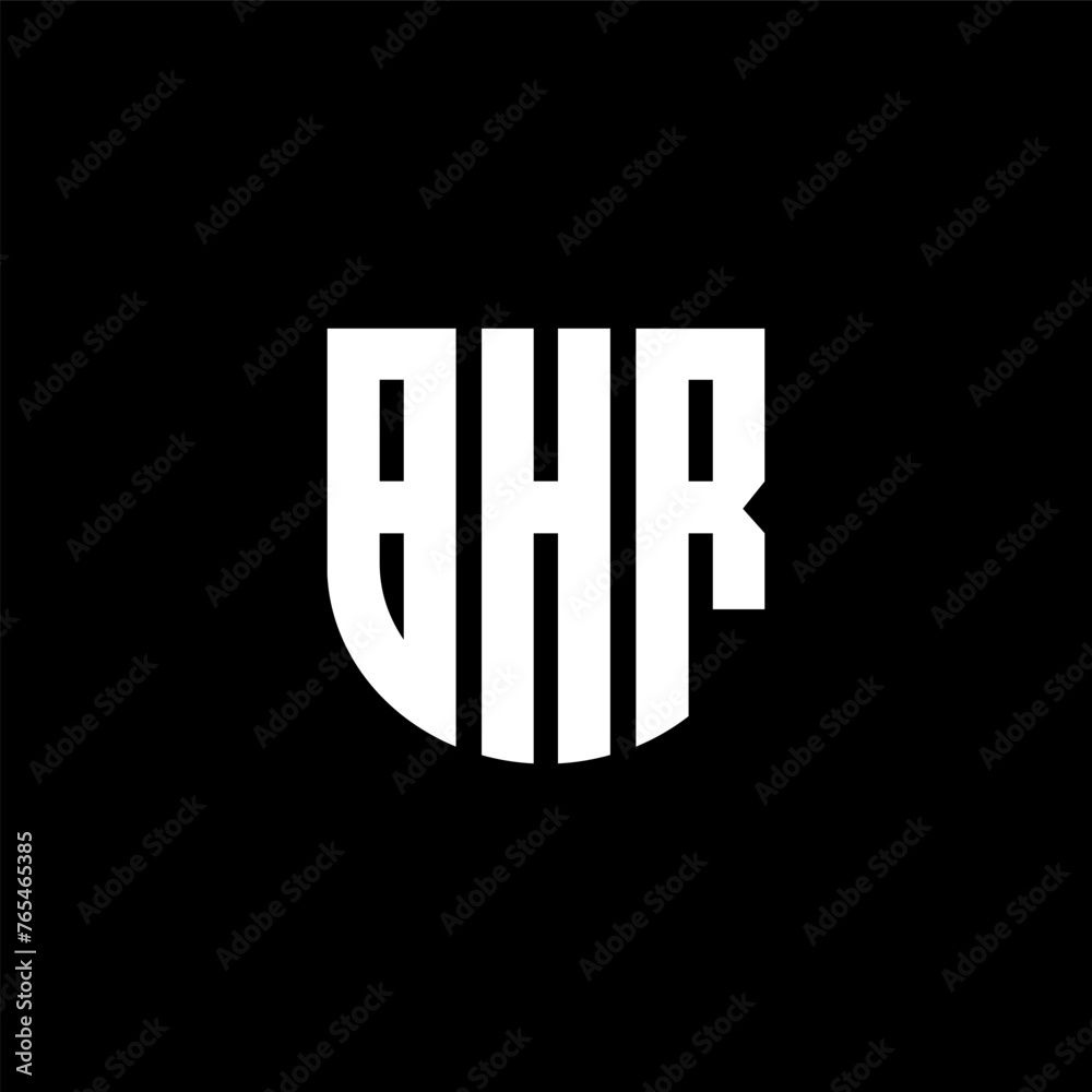 BHR letter logo design with black background in illustrator, cube logo ...