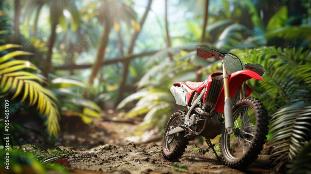Motocross rider speeding against the backdrop of rugged cliffs ...
