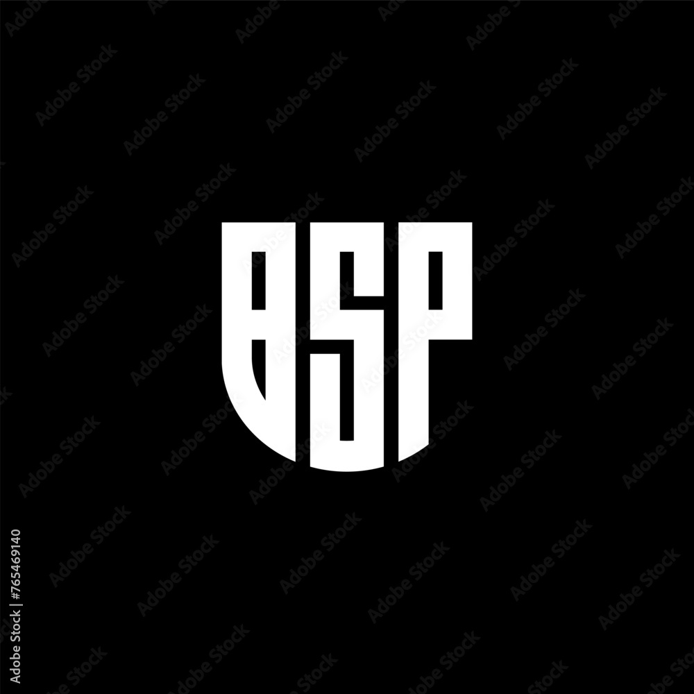 BSP letter logo design with black background in illustrator, cube logo ...