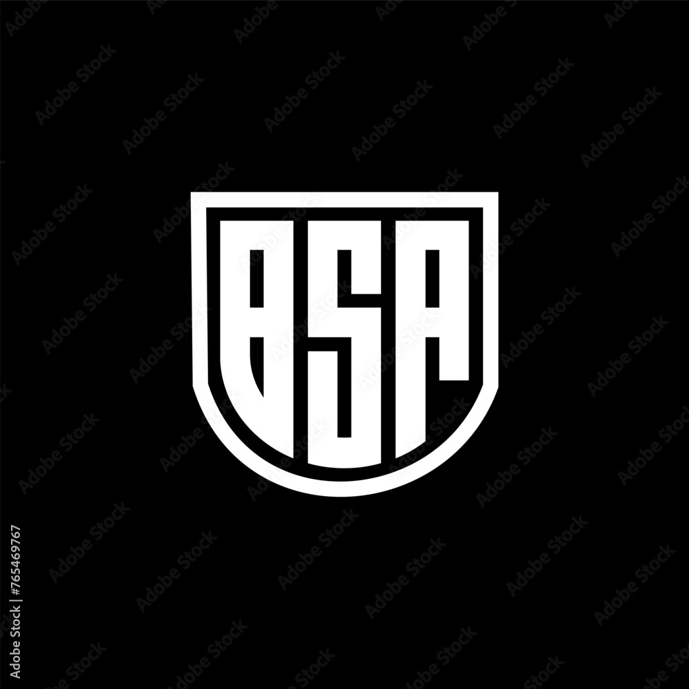 BSA letter logo design with black background in illustrator, cube logo ...