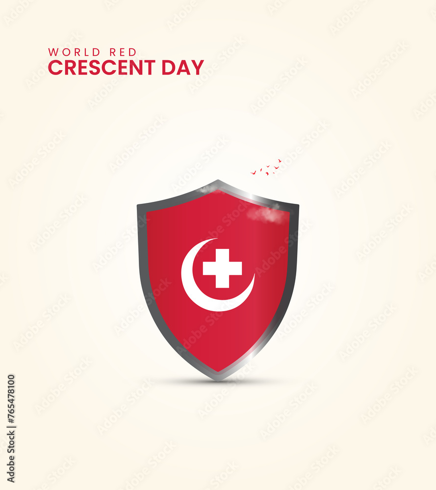 World red crescent day, red cross concept design for poster, banner, 3D ...