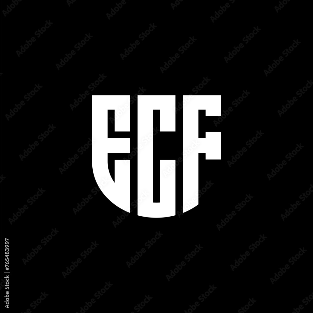 ECF letter logo design with black background in illustrator, cube logo ...