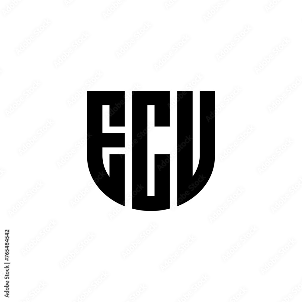 ECU letter logo design with white background in illustrator, cube logo ...