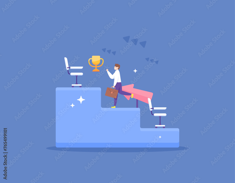 Employee promotion. a worker or employee is happy because he has been ...