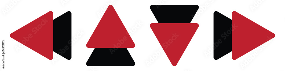 red and black arrows button set. vector symbol on transparent ...
