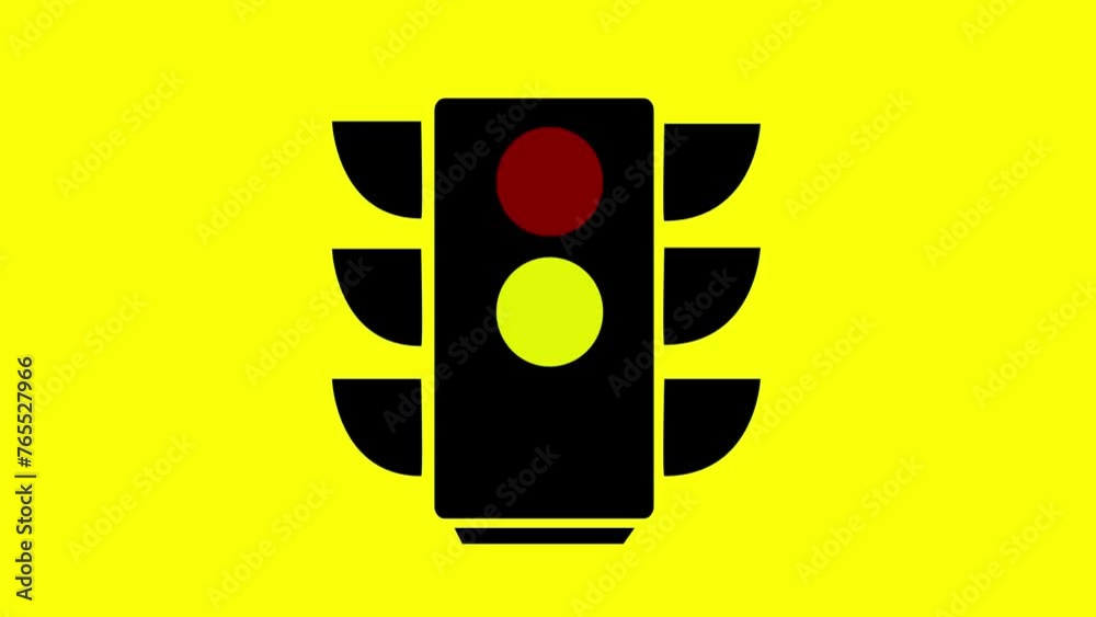 Animation of Traffic Light on black background. Traffic light icon lamp ...