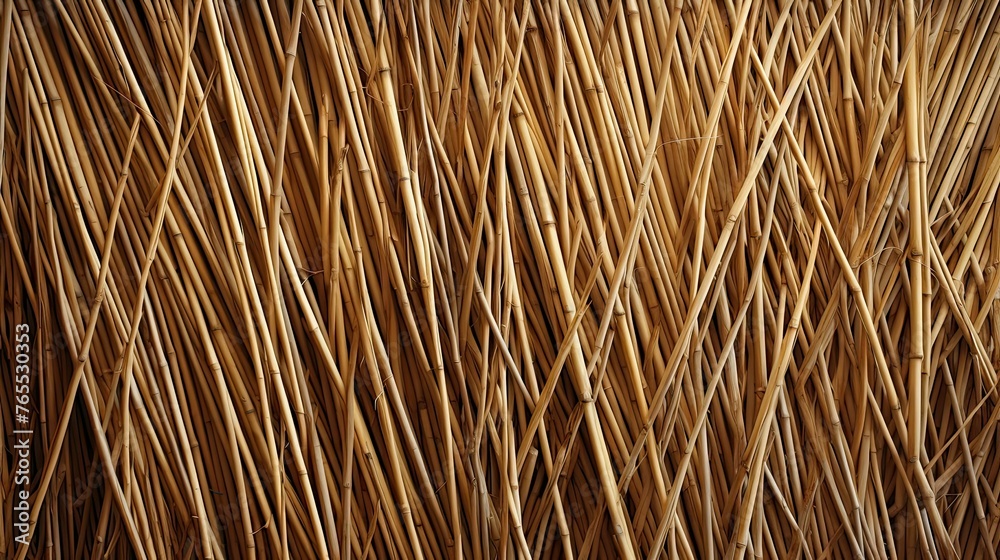 Reed texture. Wicker thatch rustic roof. Dry thin reed. AI generated ...
