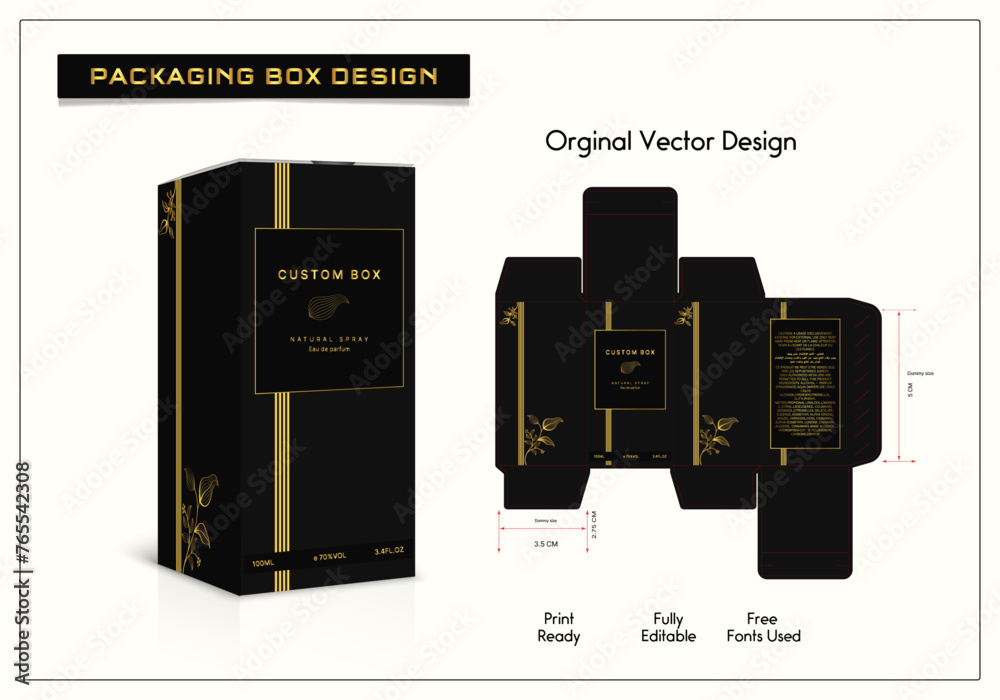 Packaging 3d box design with Box dies line, luxury 3d Box Mockup, icon ...