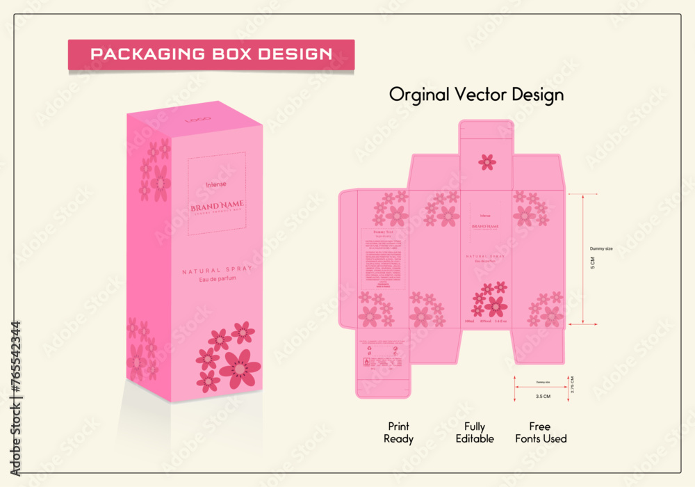 Packaging 3d box design with Box dies line, luxury 3d Box Mockup, icon ...