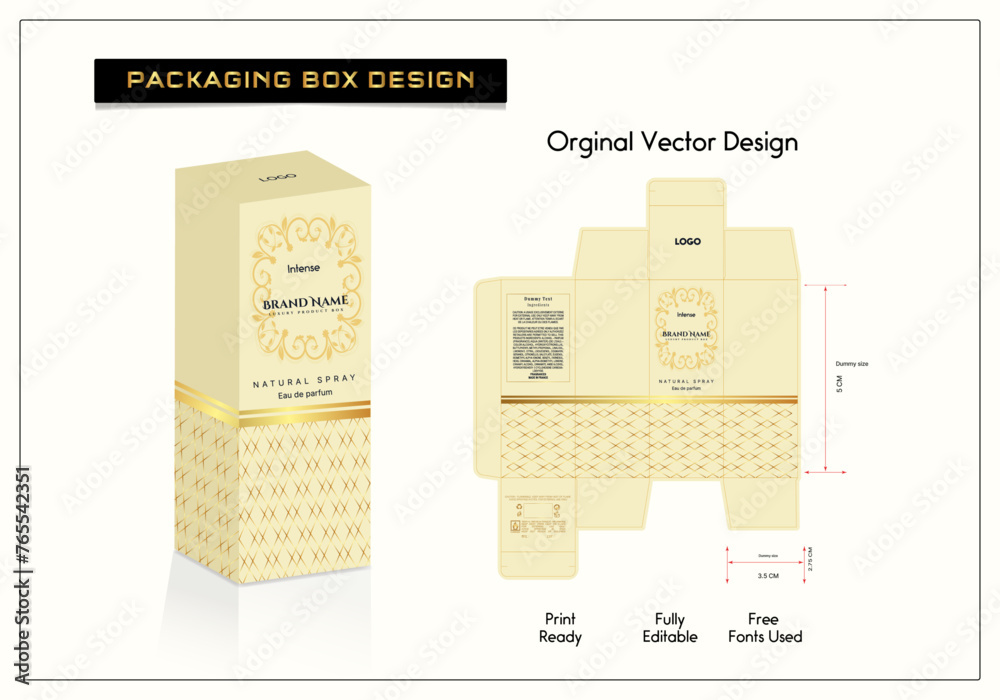 Packaging 3d box design with Box dies line, luxury 3d Box Mockup, icon ...