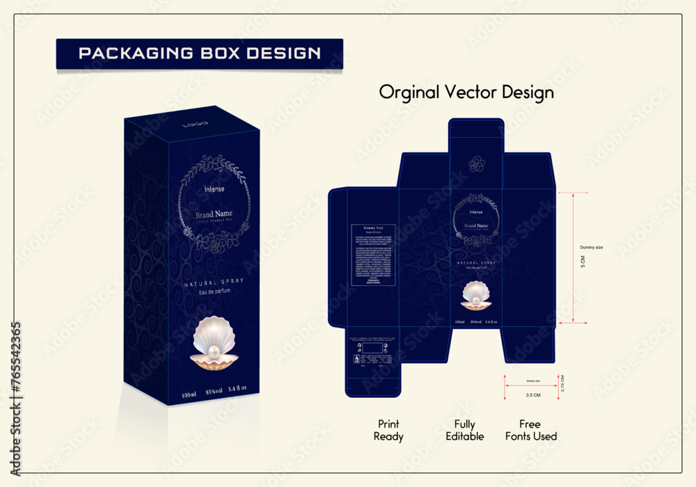 Packaging 3d box design with Box dies line, luxury 3d Box Mockup, icon ...