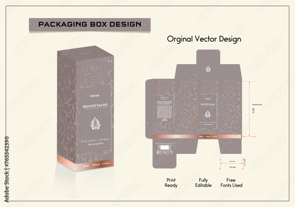 Packaging 3d box design with Box dies line, luxury 3d Box Mockup, icon ...