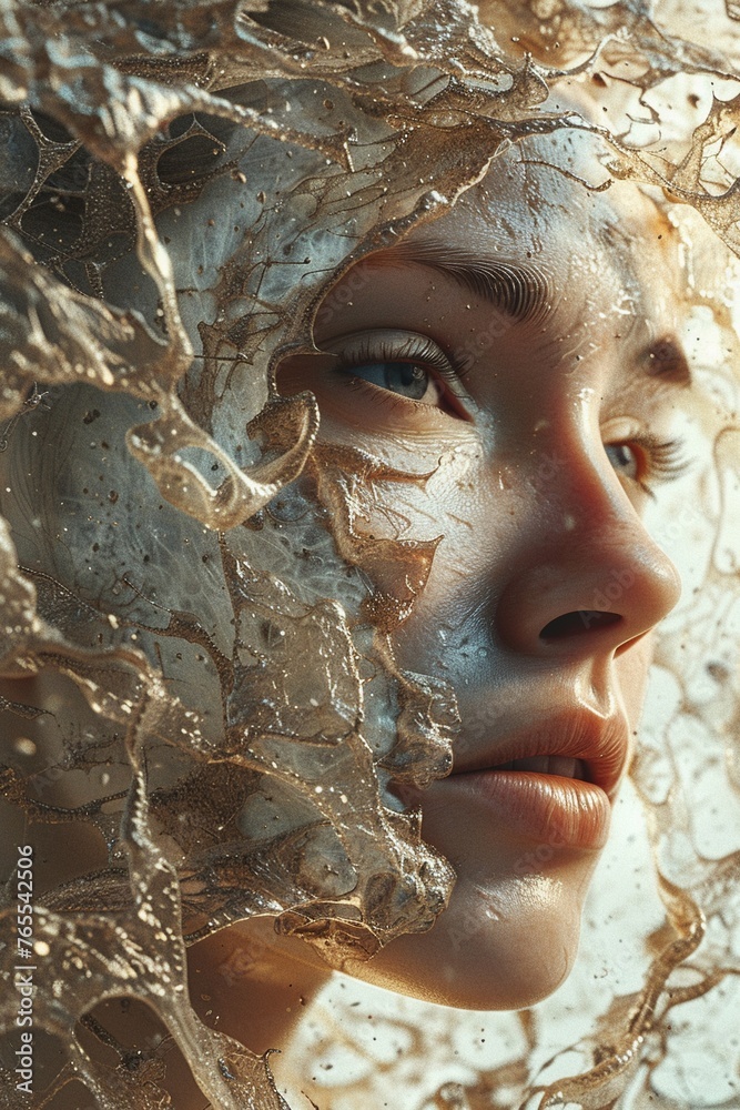 Skin Renewal System A woman s face being transformed, with her skin ...
